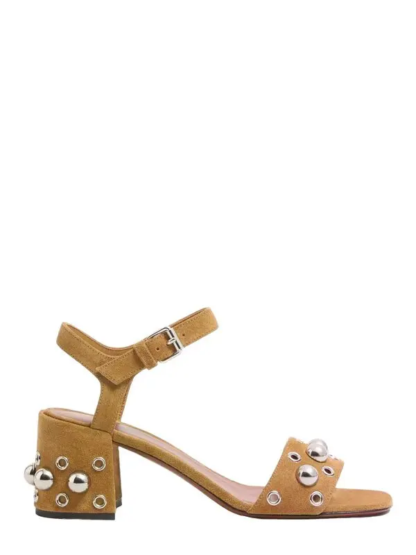 Valentino Garavani 60mm Nellcôte Ball-studs Leather Sandals - Brown
