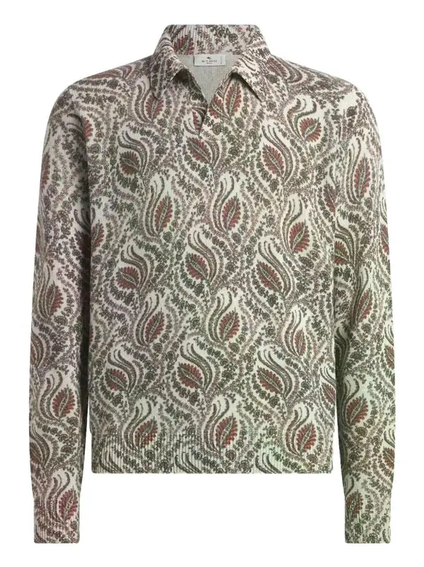Etro Jacquard Foliage Motif Sweater - Neutrals