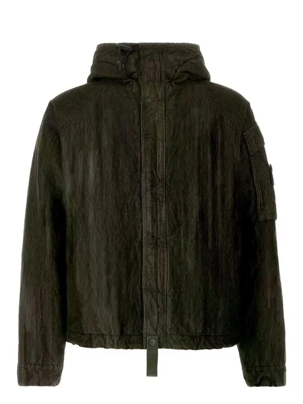 Stone Island Hooded Corduroy Jacket - Green