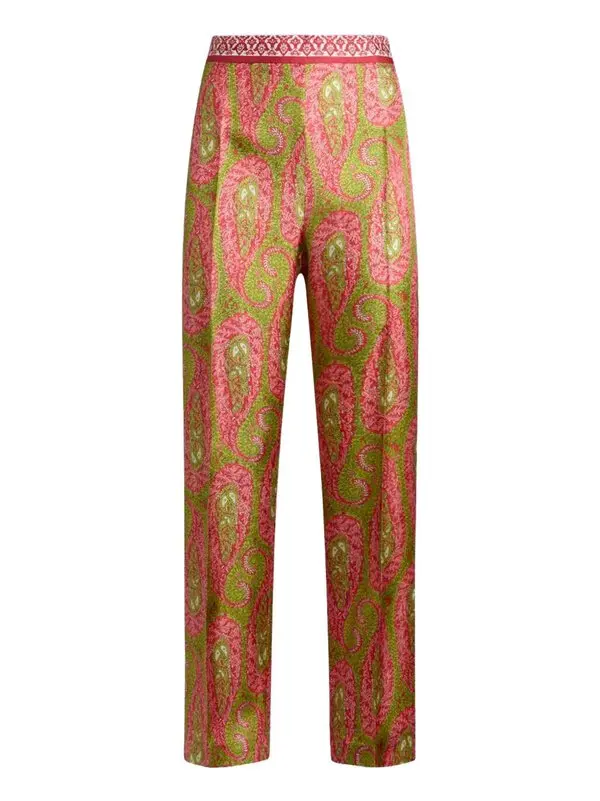 Etro Paisley Foliage-motif Trousers - Green
