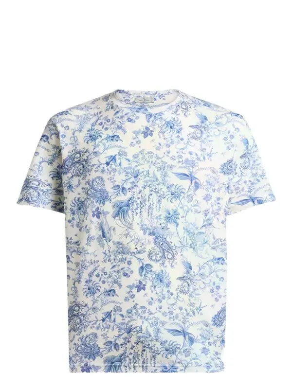 Etro Flora Fauna Motif Cotton T-shirt - White
