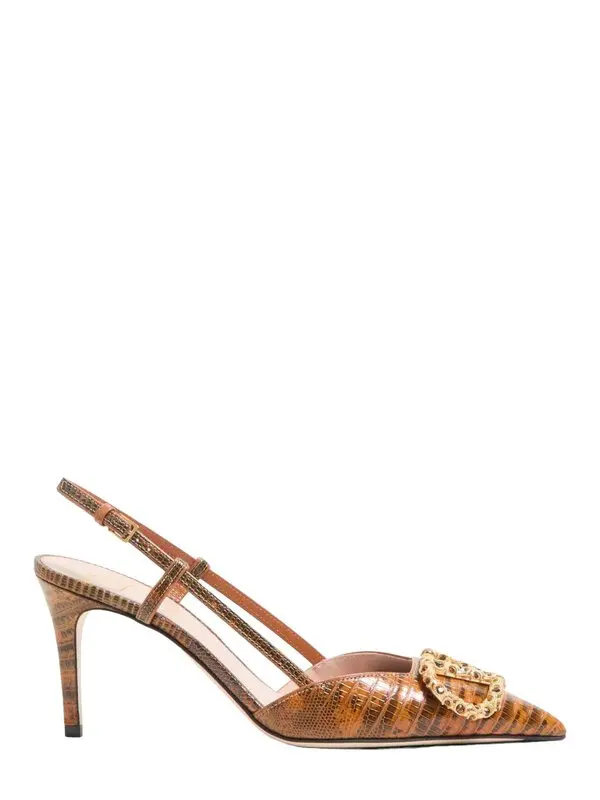 Valentino Garavani Vlogo Signature Slingback Pumps - Brown
