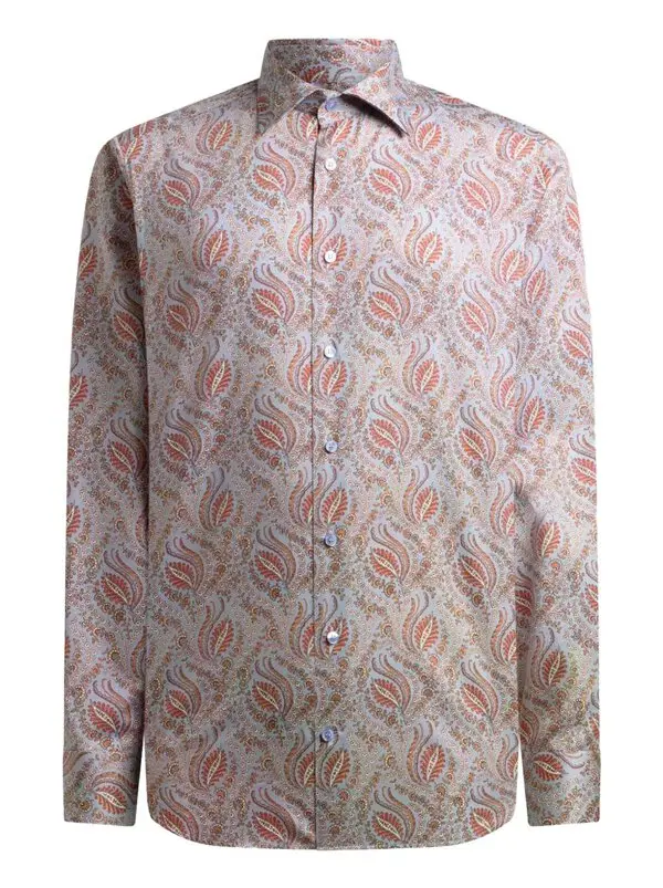 Etro Paisley Foliage Satin Shirt - Blue