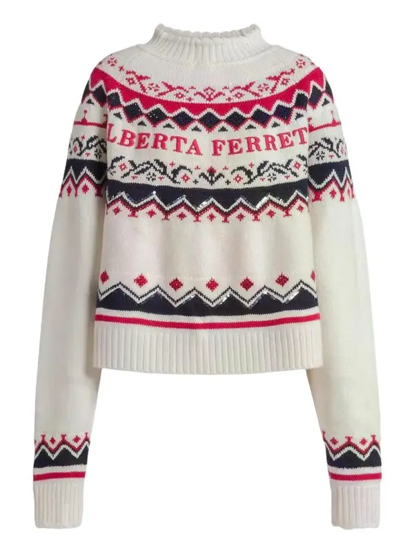 Alberta Ferretti Patterned Wool Sweater - Neutrals