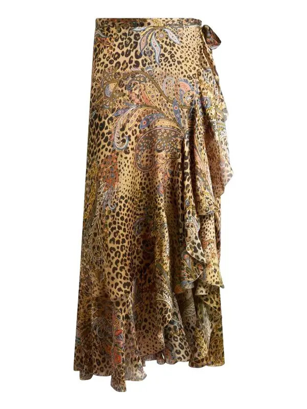 Etro Silk Midi Wrap Skirt - Brown