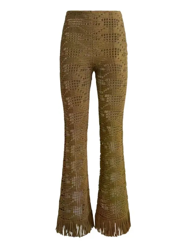 Etro Textured Trousers With Fringe - Green