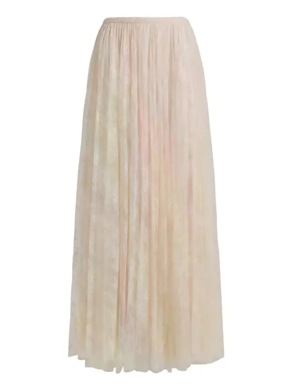 Alberta Ferretti Lace Pleated Midi Skirt - Neutrals