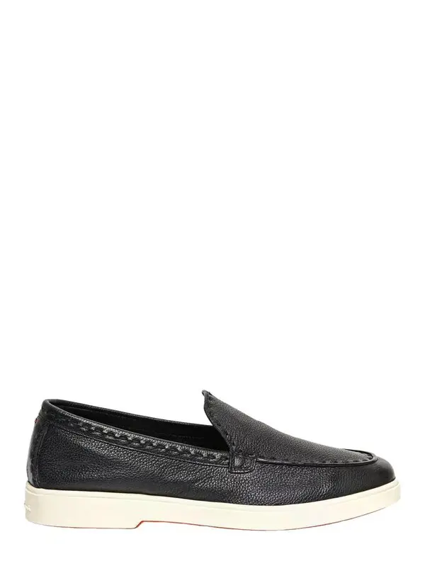 Santoni Tumbled-leather Loafers - Black