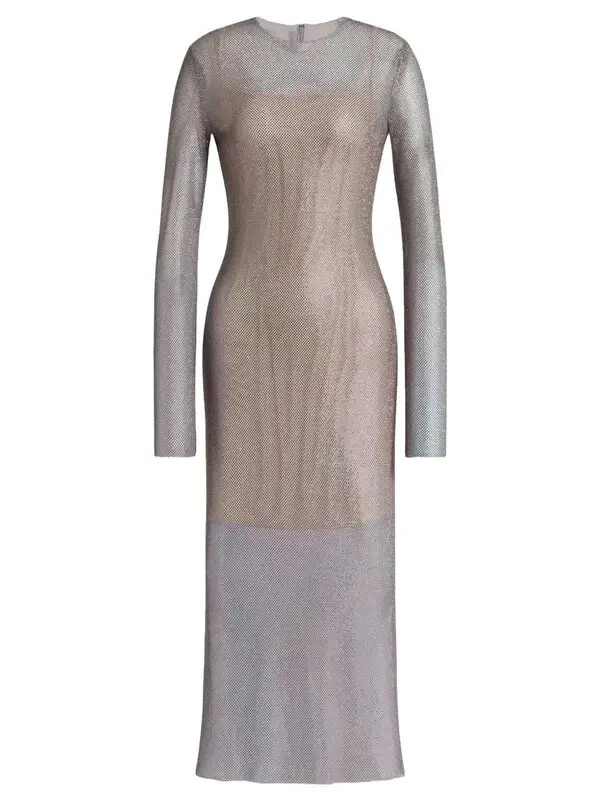 Alberta Ferretti Long-sleeve Midi Dress - Grey