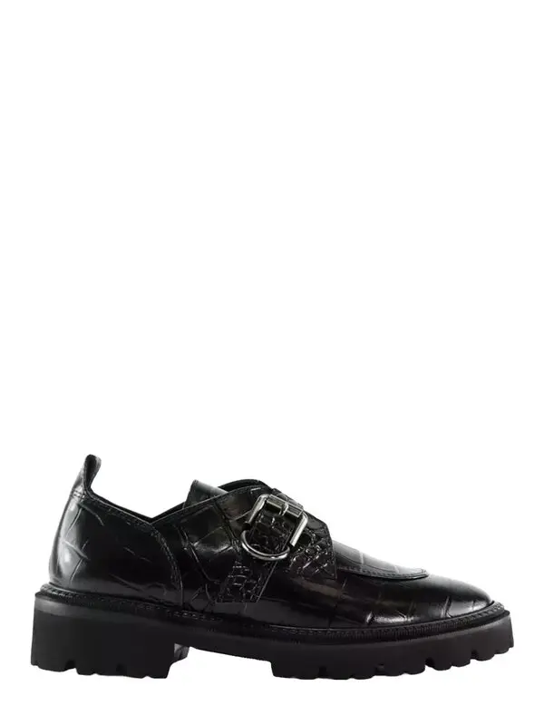 NOTABENE Tecla Crocodile-effect Derby Shoes - Black
