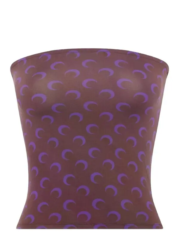 MARINE SERRE Moon-print Jersey Tube Top - Purple