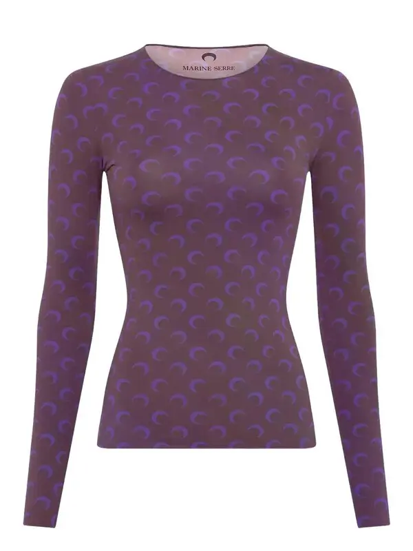 MARINE SERRE Moon-printed Long-sleeved T-shirt - Purple