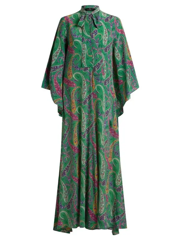 Etro Floral Paisley-motif Silk Maxi Dress - Green