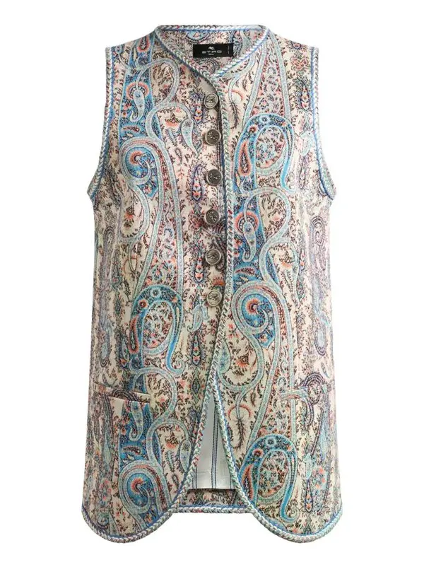 Etro Floral Paisley-motif Jacquard Waistcoat - Neutrals