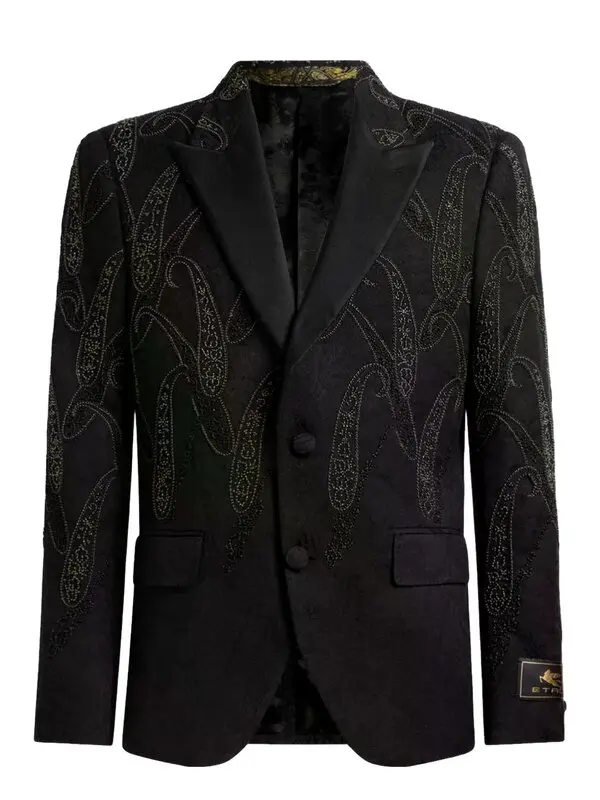 Etro Paisley Embroidery Jacquard Jacket - Black