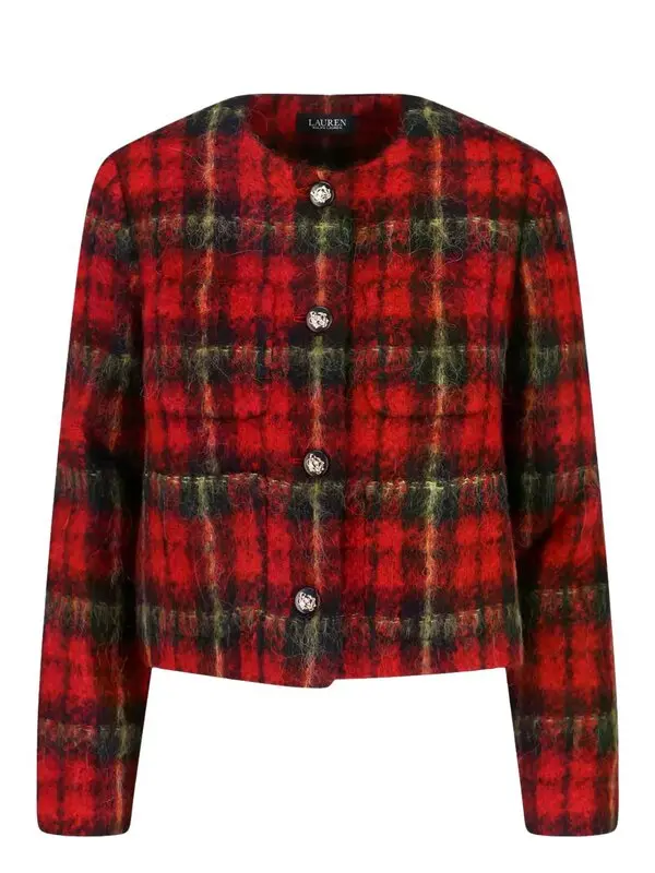 Ralph Lauren Plaid Tweed Jacket - Red