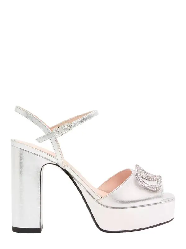 Valentino Garavani 115mm Vlogo Signature Platform Sandals - Silver