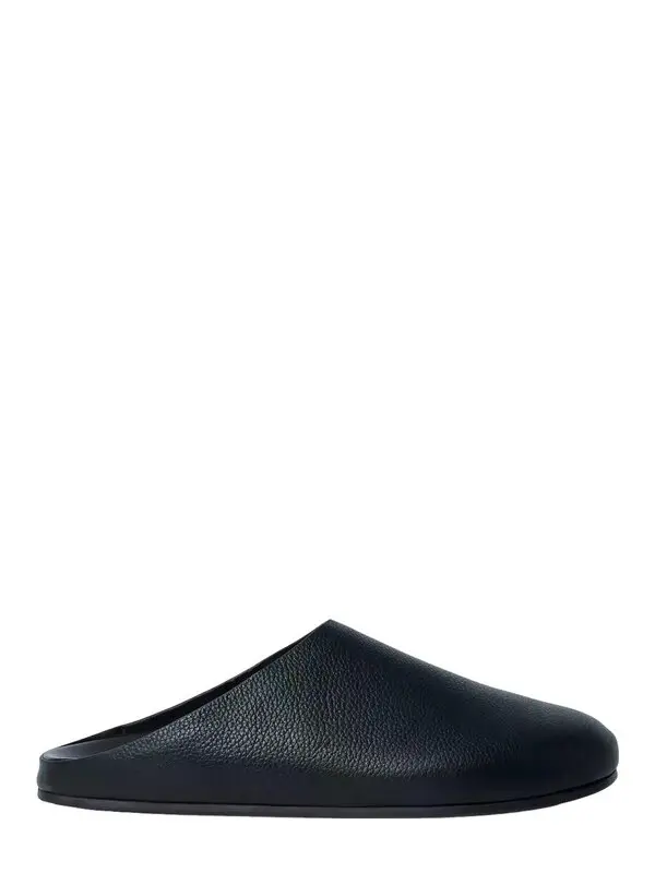 THE ROW Hudson Leather Flat Mules - Black