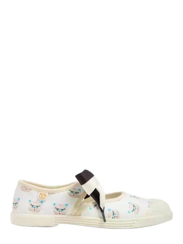 Valentino Garavani Bay Bay Ballerina Sneakers With Le Chat De La Maison Print - White