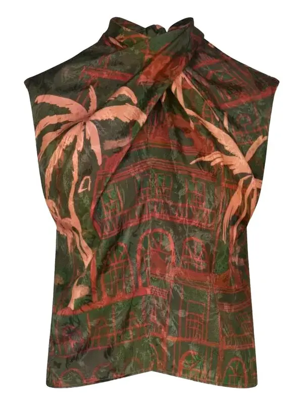 Johanna Ortiz Mystic Shore Printed Top - Green