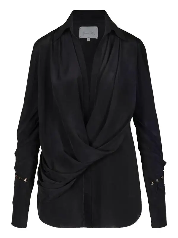Johanna Ortiz Iconic Draped Blouse - Black