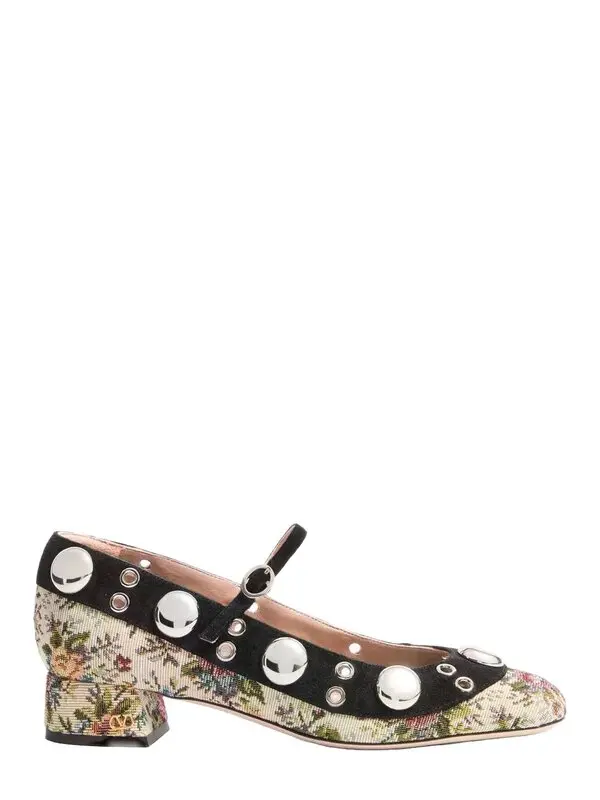 Valentino Garavani 30mm Mary Jane Floral-patterned Pumps - Neutrals
