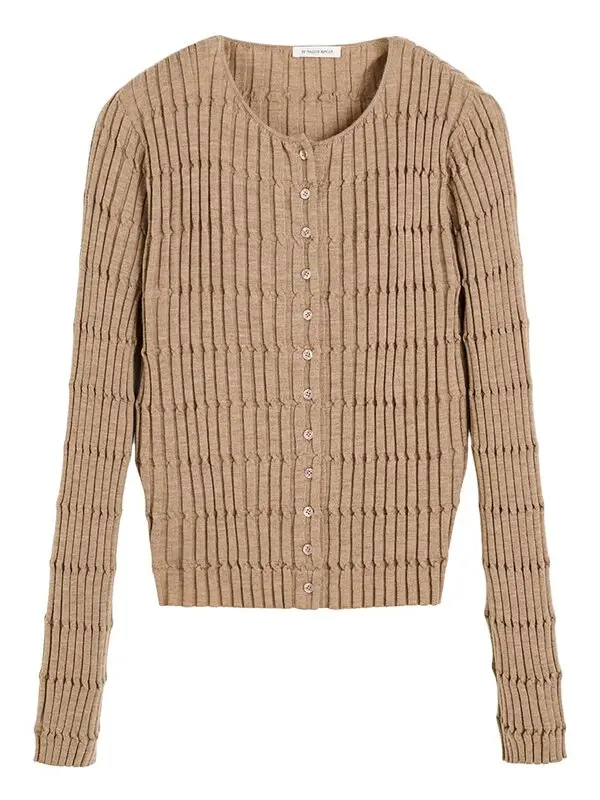 BY MALENE BIRGER Rib Knit Cardigan - Medium Bei
