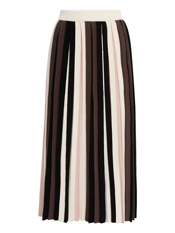 Max Mara Pleiadi Striped Pleated Knit Midi Skirt - Multicolour