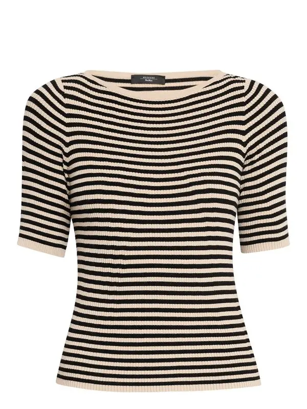 Max Mara Waser Striped Rib Knit Top - Beige