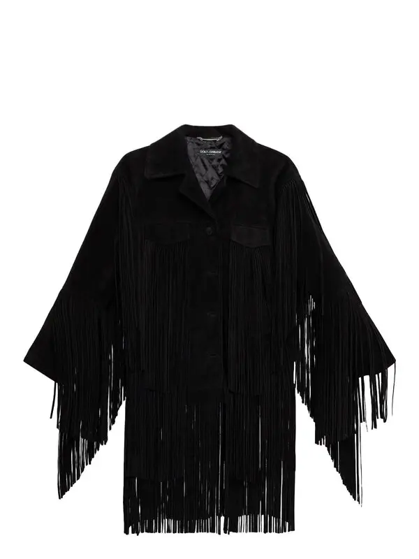Dolce & Gabbana Fringe Suede Jacket - Black