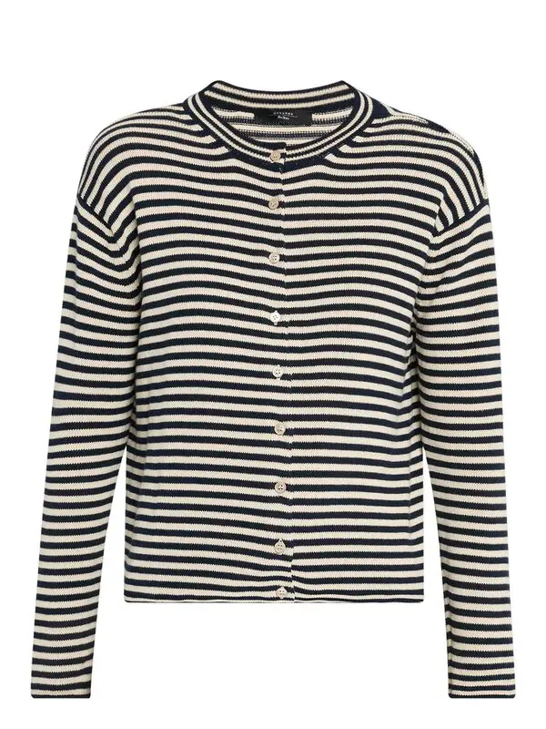 Max Mara Eritea Striped Cotton Knit Cardigan - Navy