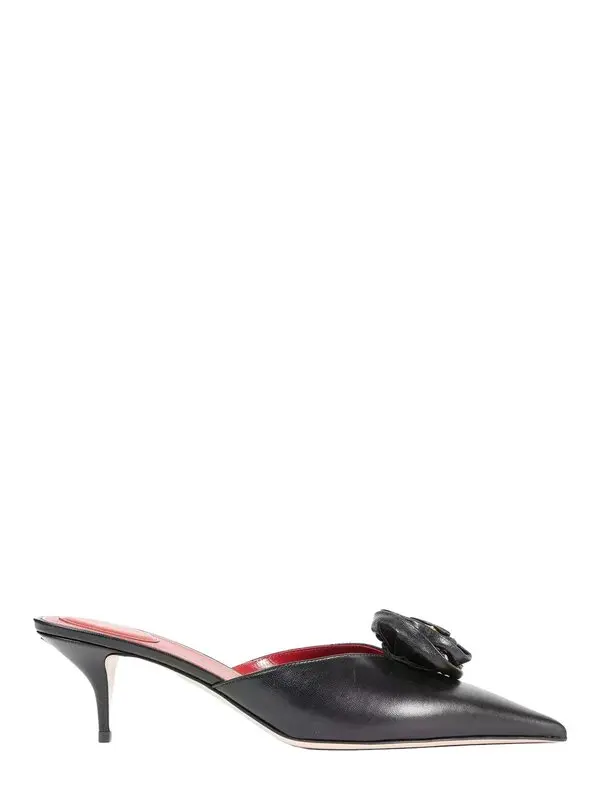 Valentino Garavani 55mm Drip Rose Pointed-toe Mules - Black