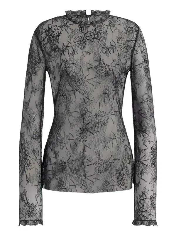 Alberta Ferretti Lace Sequin Blouse - Black