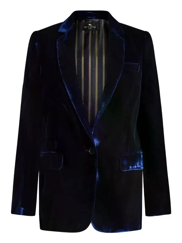 Etro Single-breasted Velvet Blazer - Blue