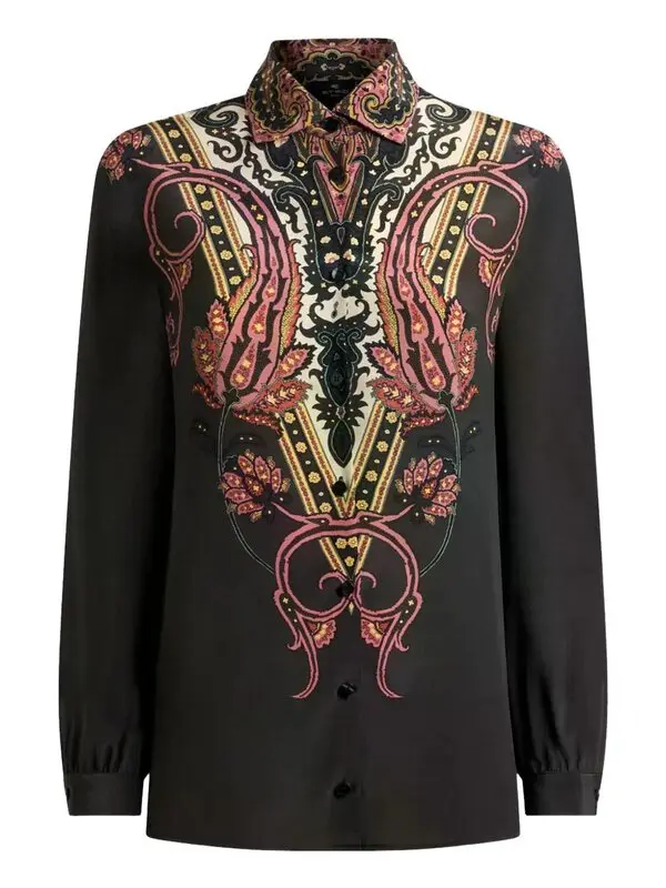 Etro Paisley-print Silk Shirt - Black