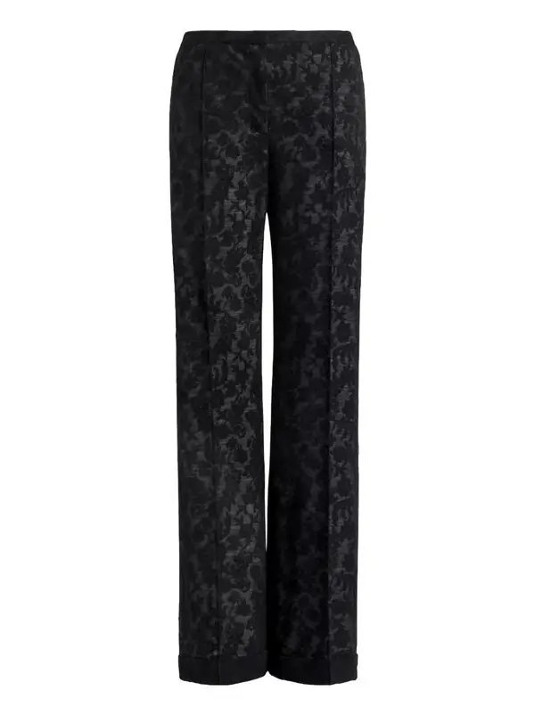 Alberta Ferretti Floral-patterned Trousers - Black