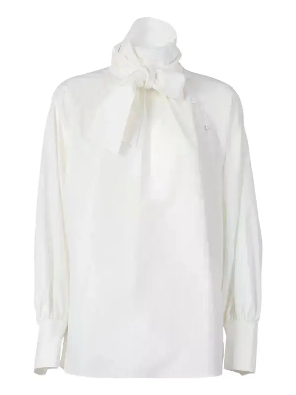 Max Mara Tie Neck Shirt - White