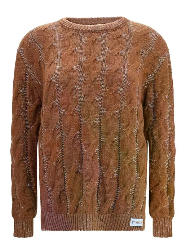 Marni Long-sleeved Cable-knit Sweater - Brown