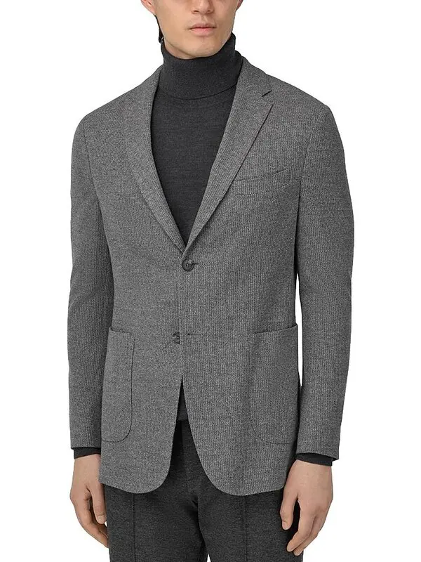 Boggi Milano Regular Fit Micro Texture Blazer - Grey