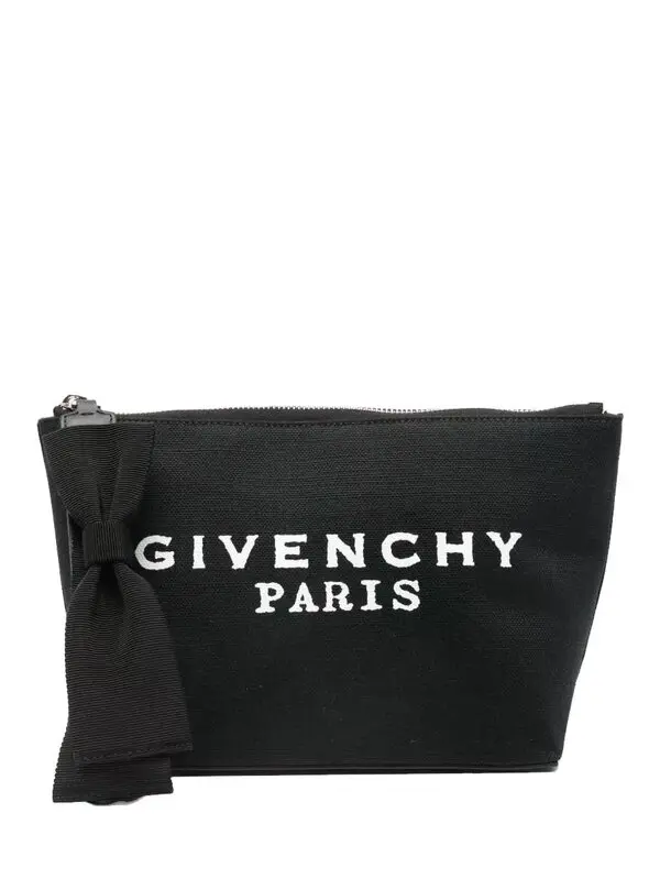 Givenchy Logo Clutch With Bow Detail - Black
