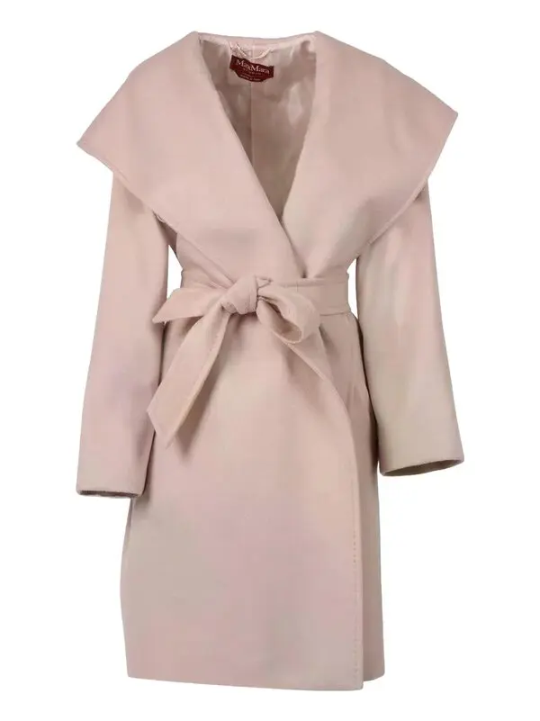 Max Mara Hooded Belted Coat - Pink