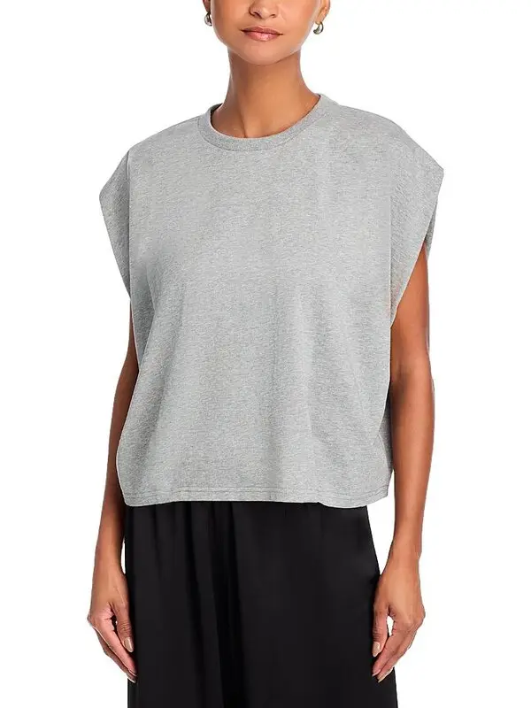 LUVEE Mable Wide Shoulder Top - Heather Grey