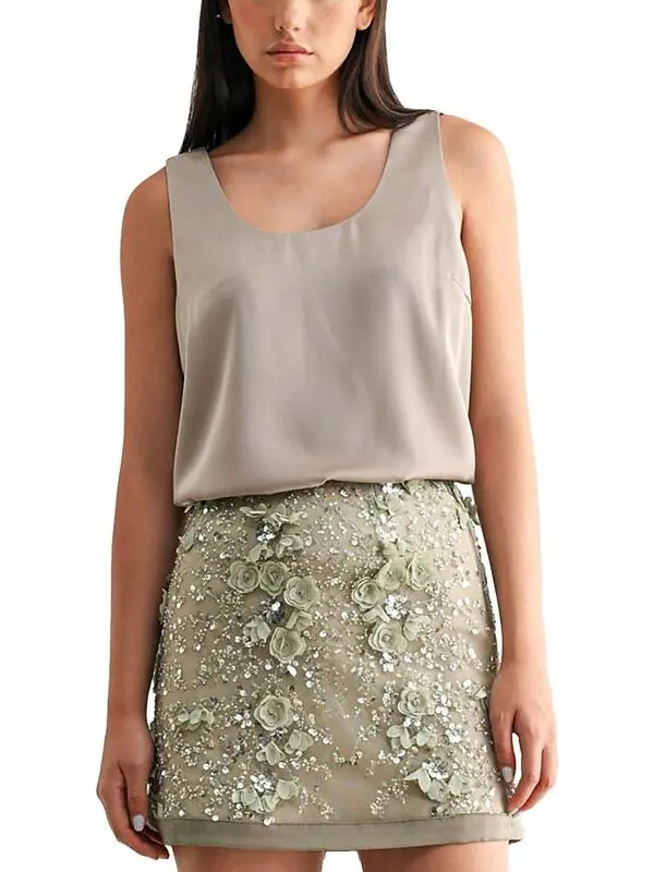LUVEE Mable Satin Tank Top - Light Mocha