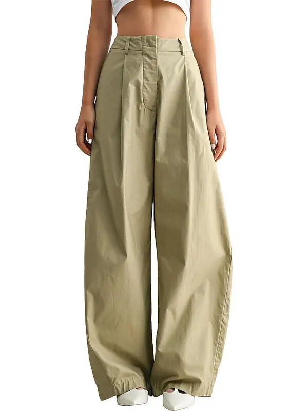 LUVEE Mable High-rise Wide-leg Pants - Light Olive