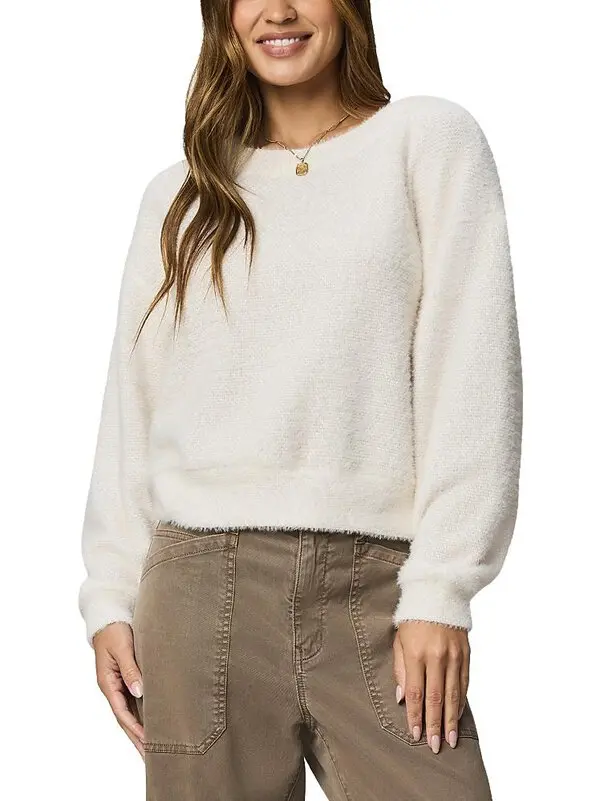 Splendid Fallon Fuzzy Crewneck - White