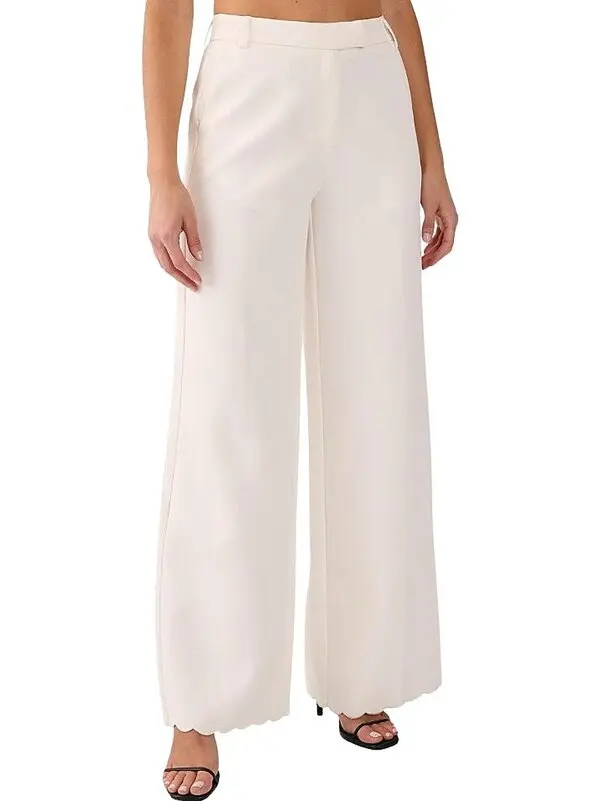 Nasty Gal Embroidered Tailored Wide Leg Trousers - White