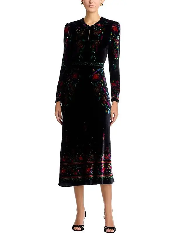 Saloni Claudia Velvet Midi Dress - Budapest Gem