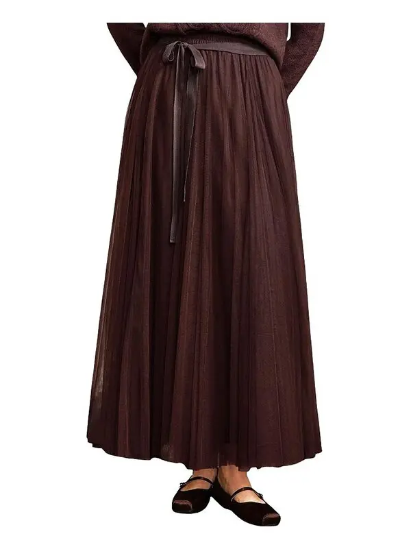 RO & ZO Tulle Godet Maxi Skirt - Brown