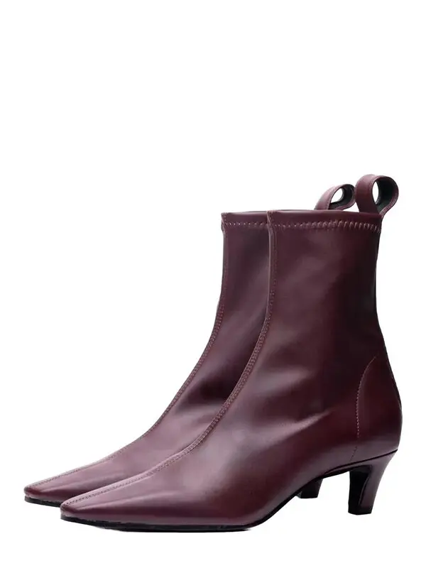 POCHE PARIS Square-toe Ankle Boots - Red