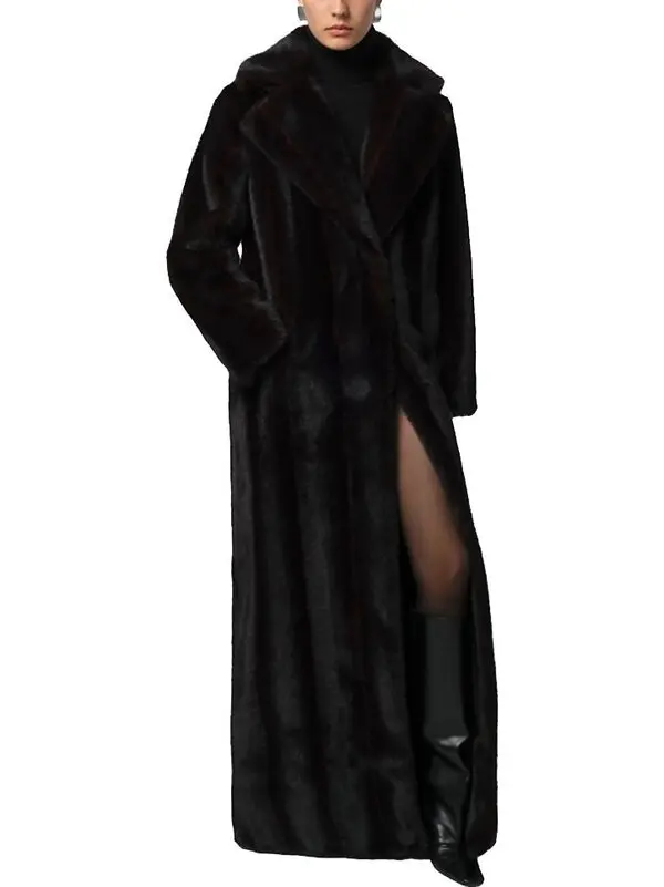 Apparis Gabrielle Faux Mink Maxi Coat - Noir Multi
